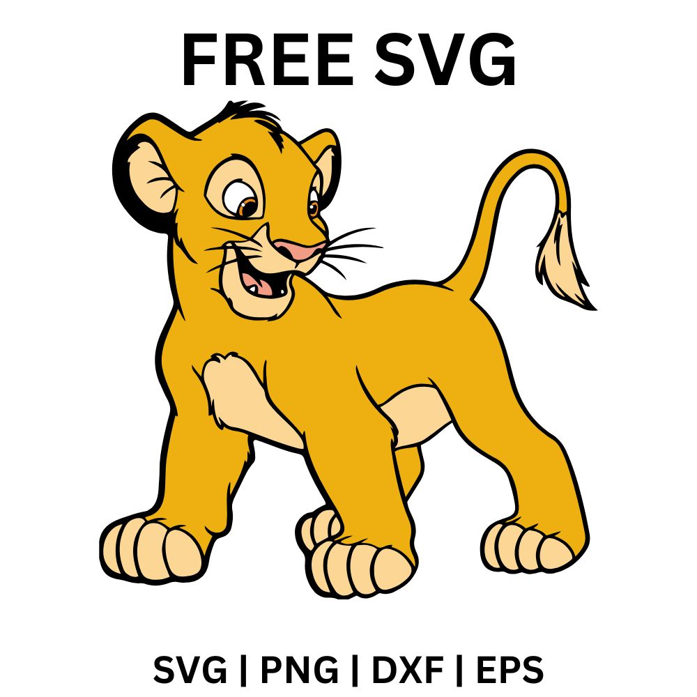 Simba Cub SVG Free | Playful Lion King Character Cut File for Cricut ...