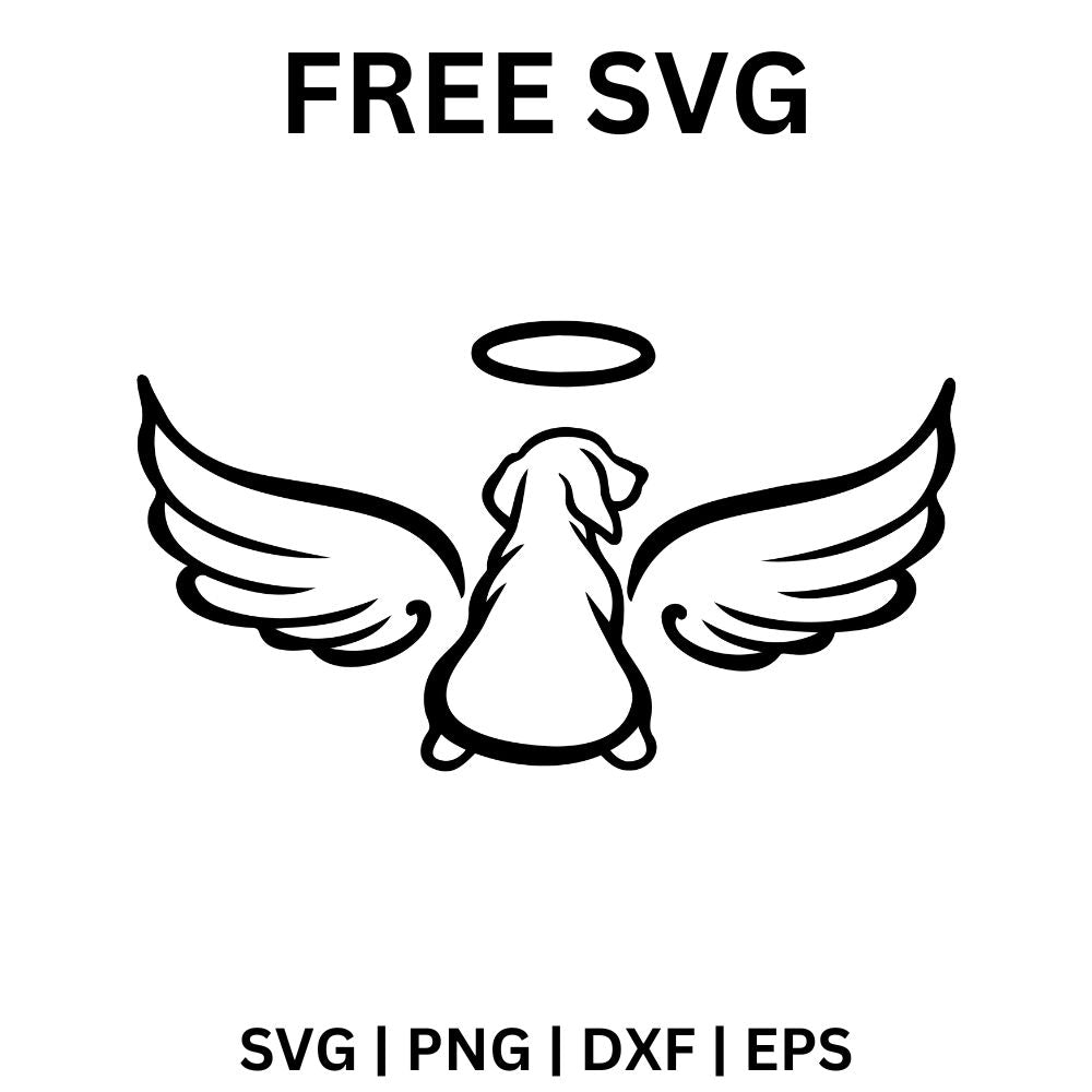 Dog Angel SVG Free | Memorial Pet Wings Halo Design for Cricut & Silho ...