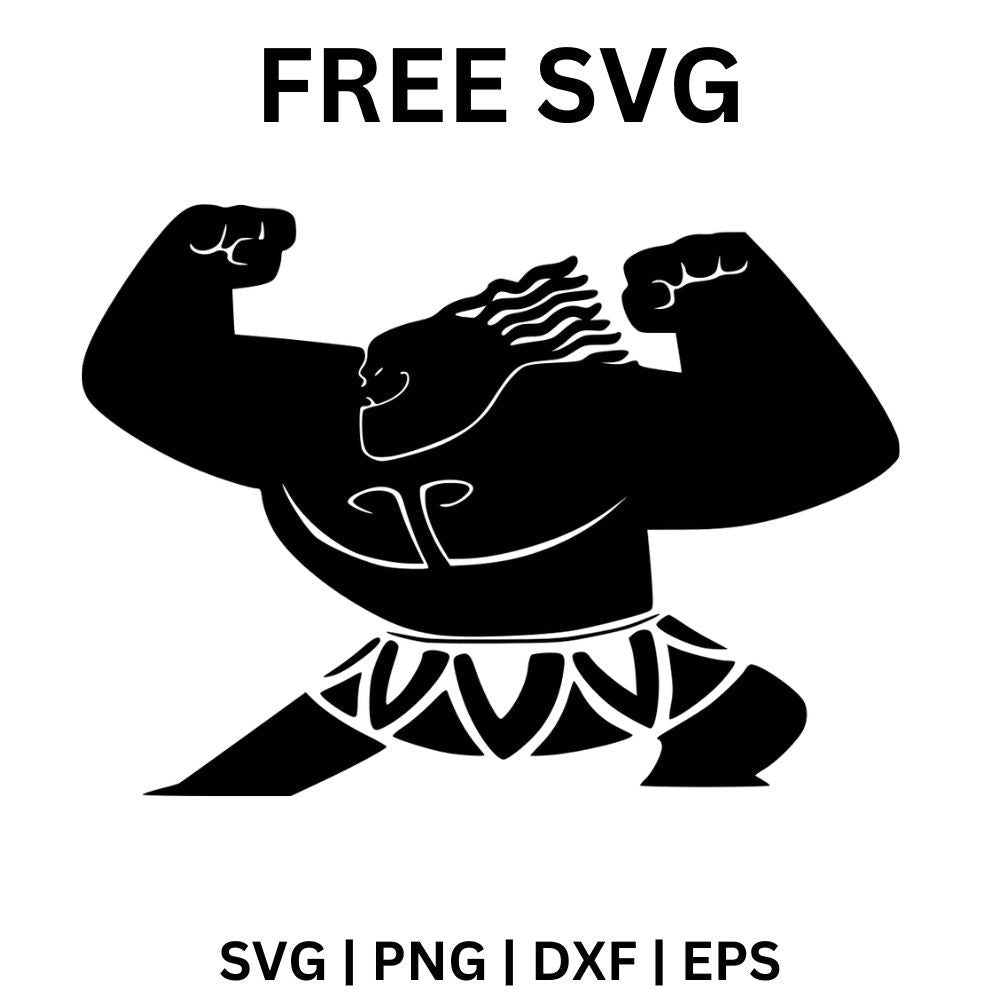 Maui Flexing SVG Free | Strong Demigod Cartoon Pose for Cricut & Silho ...