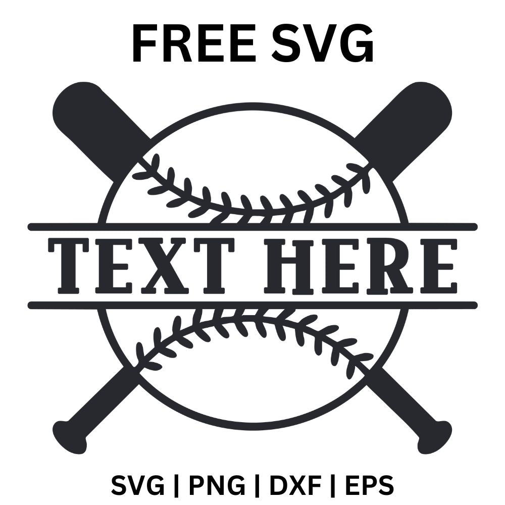 Softball Text Frame SVG Free | Editable Ball Design with Bats for Cric ...