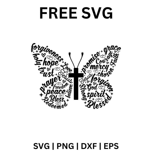 Word Art Butterfly SVG Free | Inspirational Typography Design for Cric ...