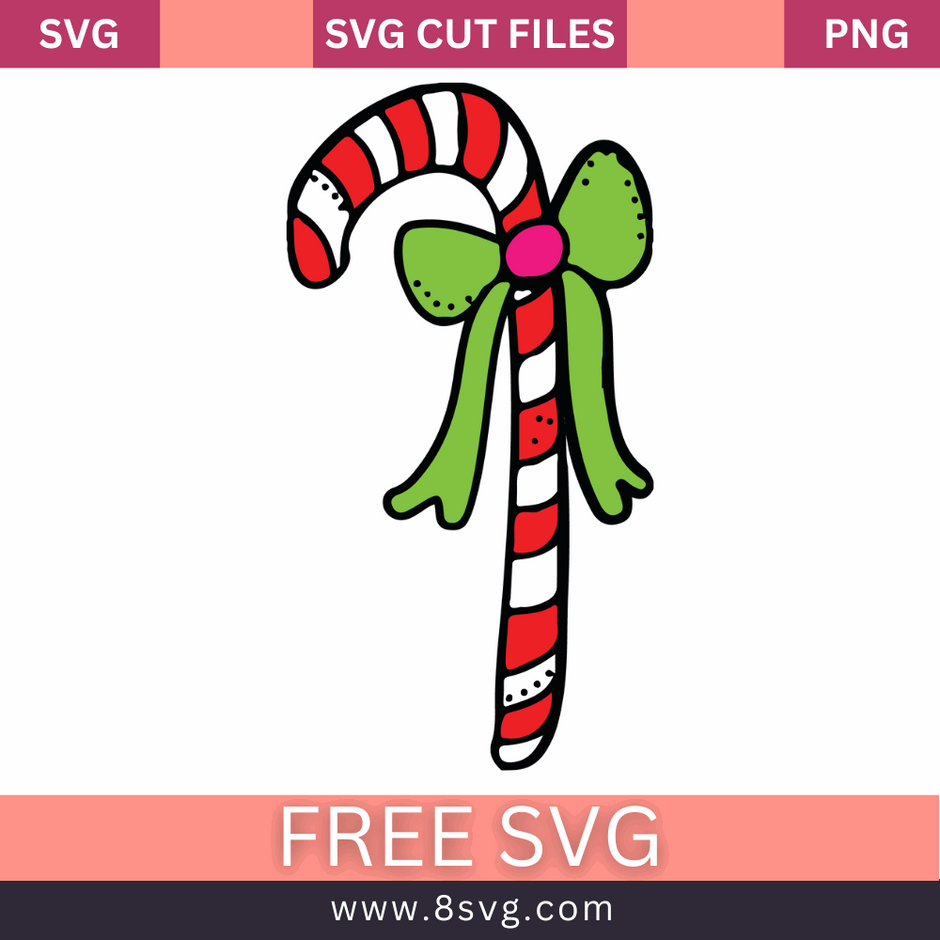 Free Candy Cane SVG - Cut Files for Cricut | 8SVG – 8SVG