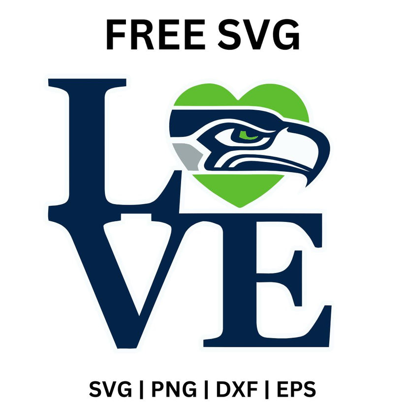 Fun Seattle Seahawks Love Heart SVG Free | Downloadable Cut File for C ...