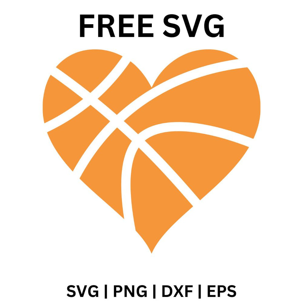 Basketball Heart SVG Free | Sports Love Design for Cricut & Silhouette ...