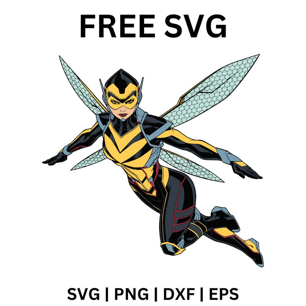 Wasp Flying SVG Free | Winged Superheroine Outline for Cricut & Silhou ...