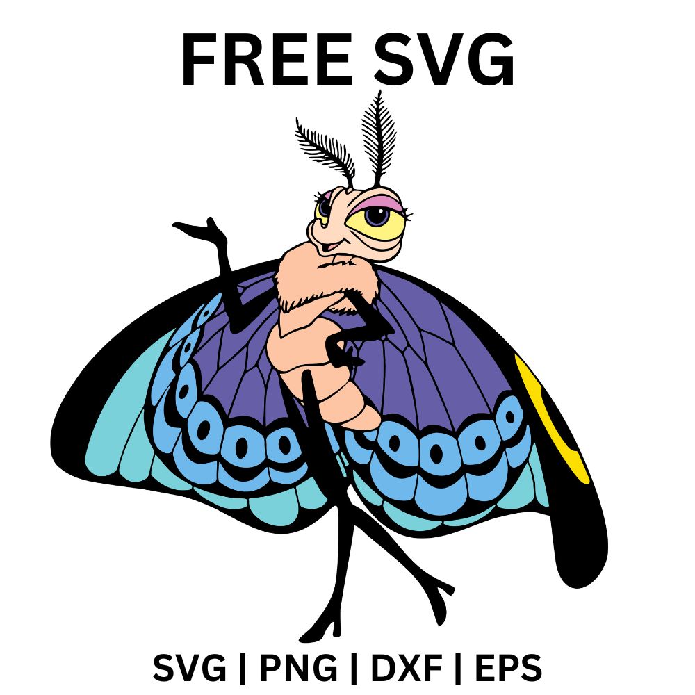 Butterfly Lady SVG Free | Elegant Flying Bug Character for Cricut & Si ...