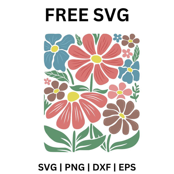 Colorful Flower Block SVG Free | Retro Patchwork Floral Design for Cri ...