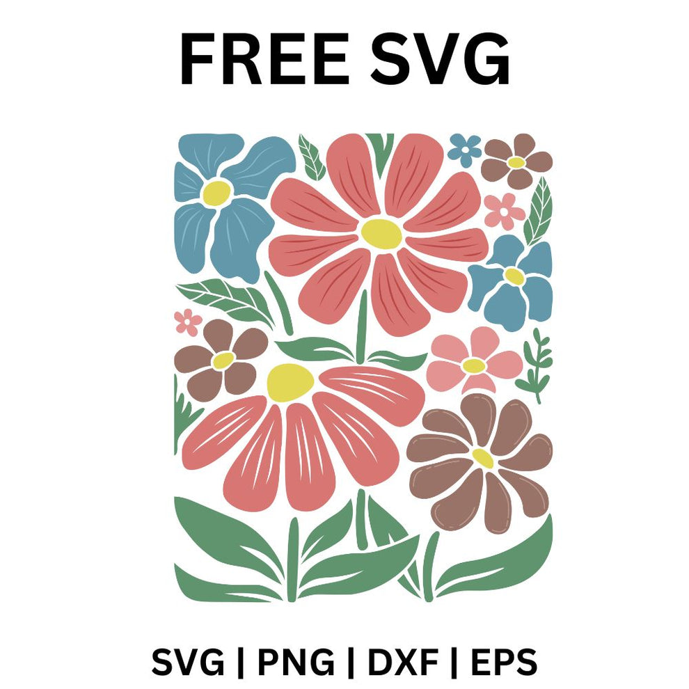 Colorful Flower Block SVG Free | Retro Patchwork Floral Design for Cri ...