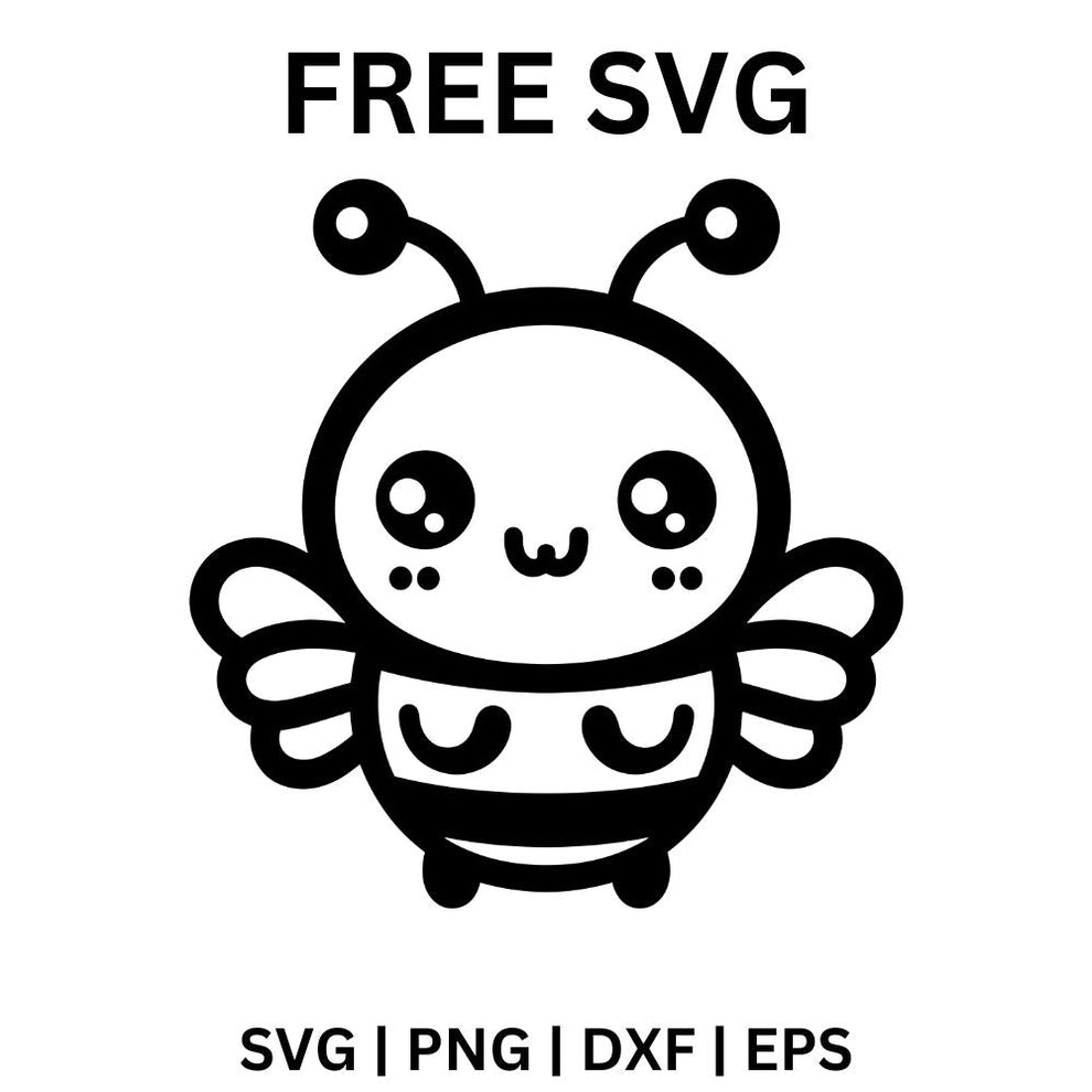 Kawaii Bee SVG Free | Adorable Cartoon Bee Cut File for Cricut & Silho ...