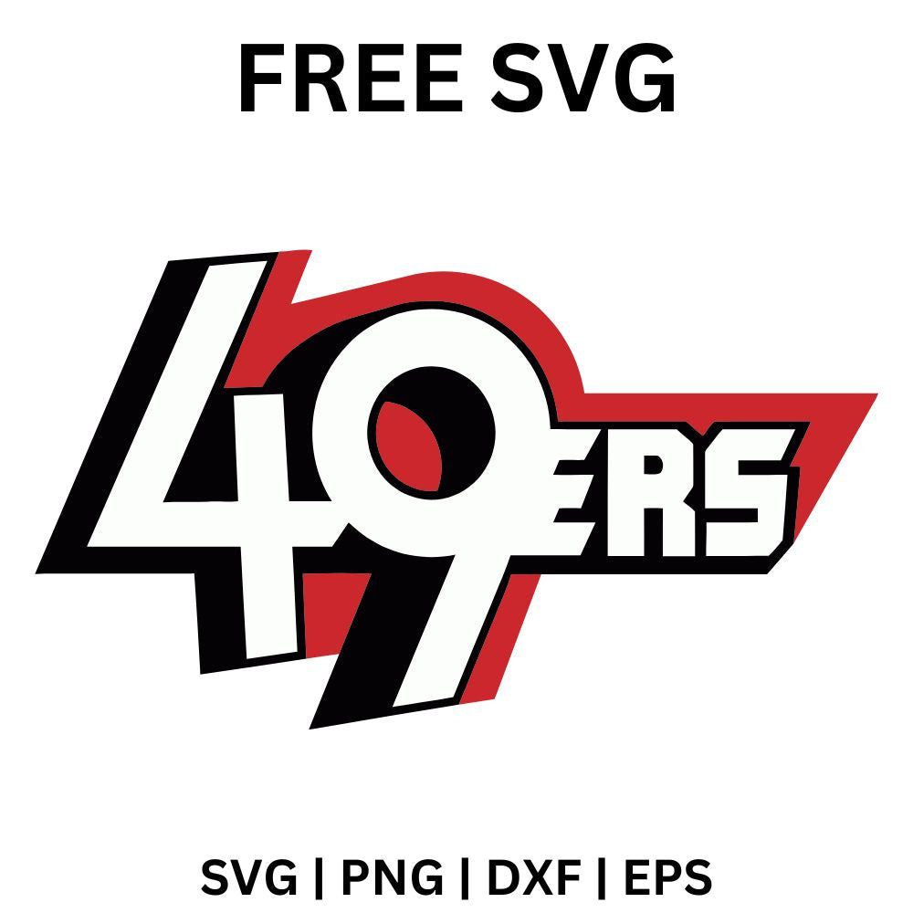 49ers Text Logo SVG Free | Bold San Francisco Football Typography for ...