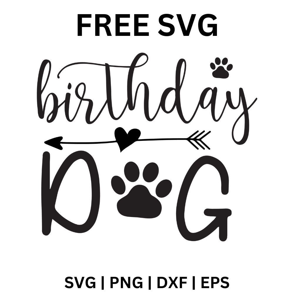 Birthday Dog SVG Free | Cute Paw Print Celebration Design for Cricut ...