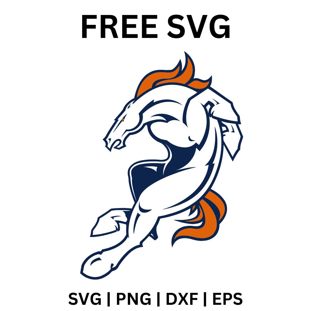 Broncos SVG Free | Powerful Rearing Horse Outline for Cricut & Silhoue ...