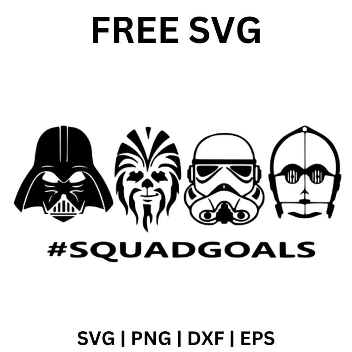 Star Wars Squad Goals SVG Free | Darth Vader and Friends Outline Cut F ...