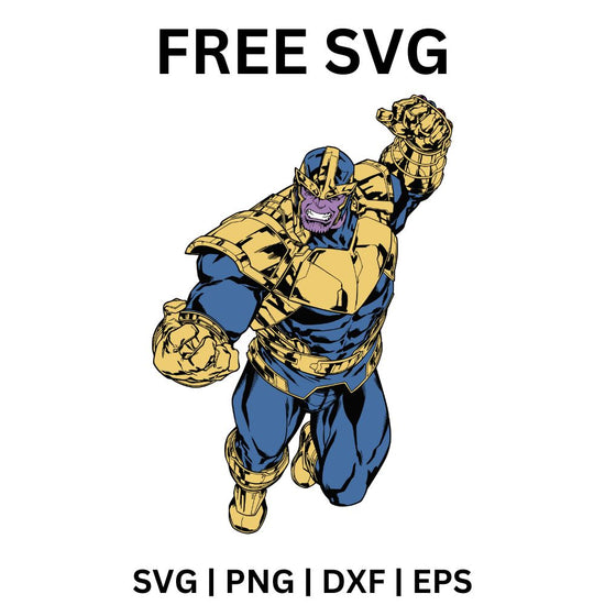Thanos with Gauntlet SVG Free | Supervillain Titan Outline Cut File fo ...