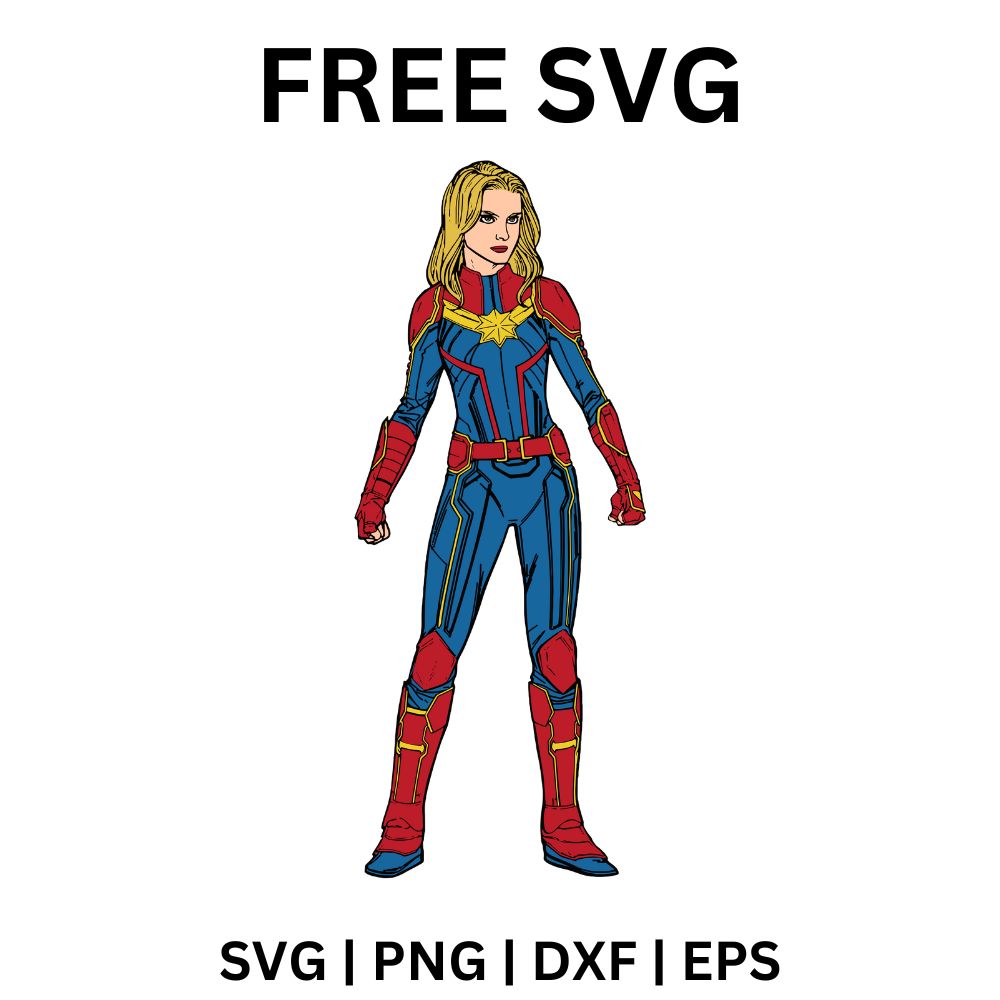 Captain Marvel SVG Free | Intergalactic Superheroine Cut File for Cric ...