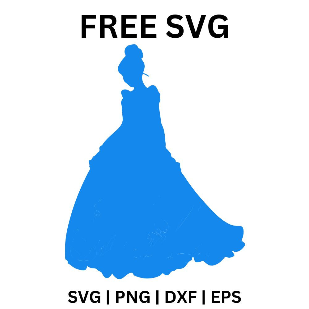 Cinderella Dress Silhouette SVG Free | Elegant Gown Outline for Cricut ...