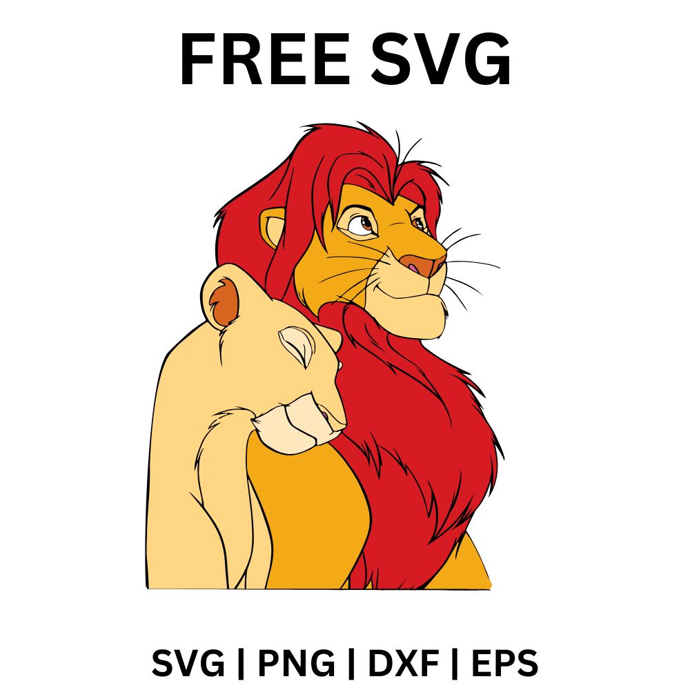 Simba with Red Mane SVG Free | Grown Lion King Cub Portrait for Cricut ...