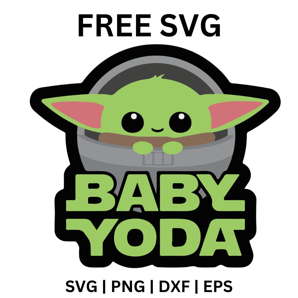 Baby Yoda Logo SVG Free | Fun Layered Text Emblem for Cricut & Layered ...