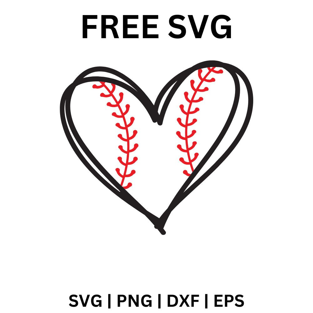 Baseball Heart SVG Free | Sports-Themed Love Design for Cricut & Silho ...