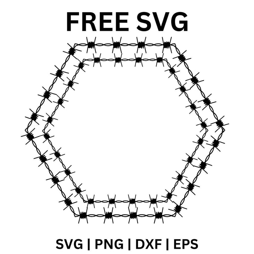 Barbed Wire Frame SVG Free | Edgy Hexagon Border Cut File for Cricut ...