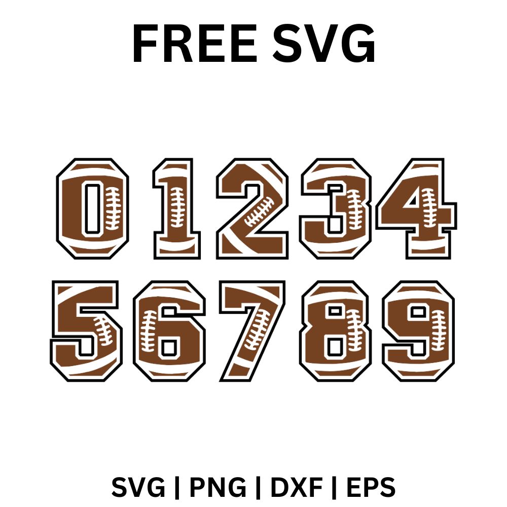 Football Numbers SVG Free Cut File for Cricut & Silhouette – 8SVG