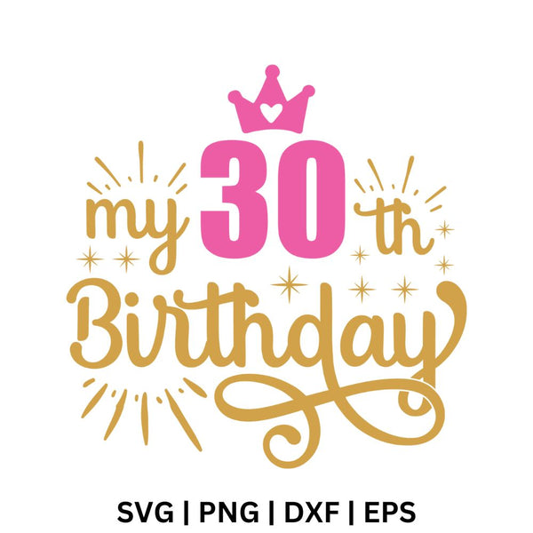 30th Birthday SVG Free File for Cricut or Silhouette – 8SVG