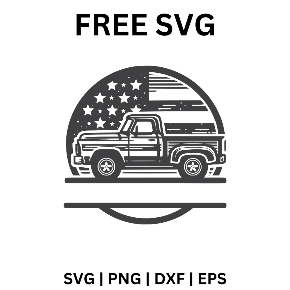 Vintage Truck SVG Free | Retro USA Flag Pickup Design for Cricut & Sil ...