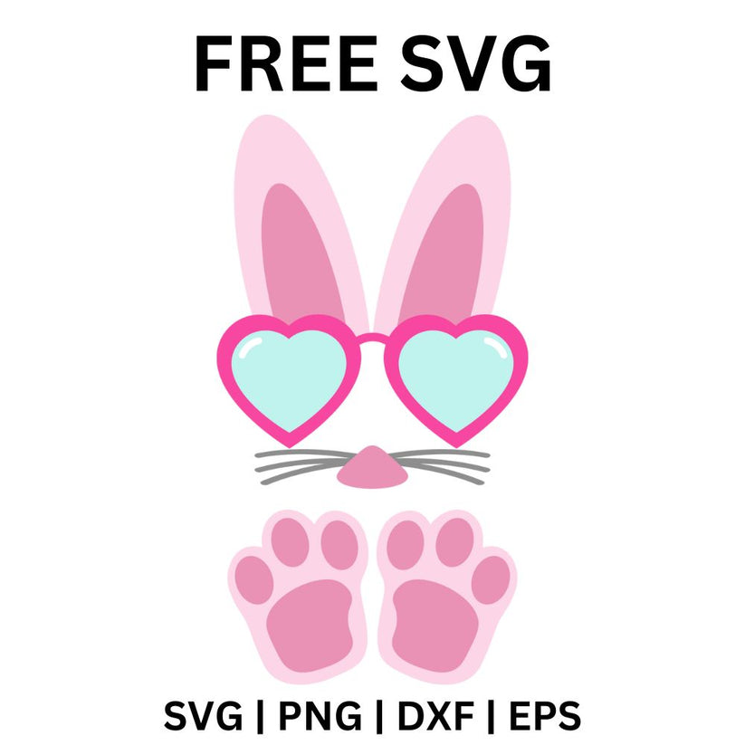Bunny Face SVG Free | Cute Easter Glasses and Ears Cut File for Cricut ...
