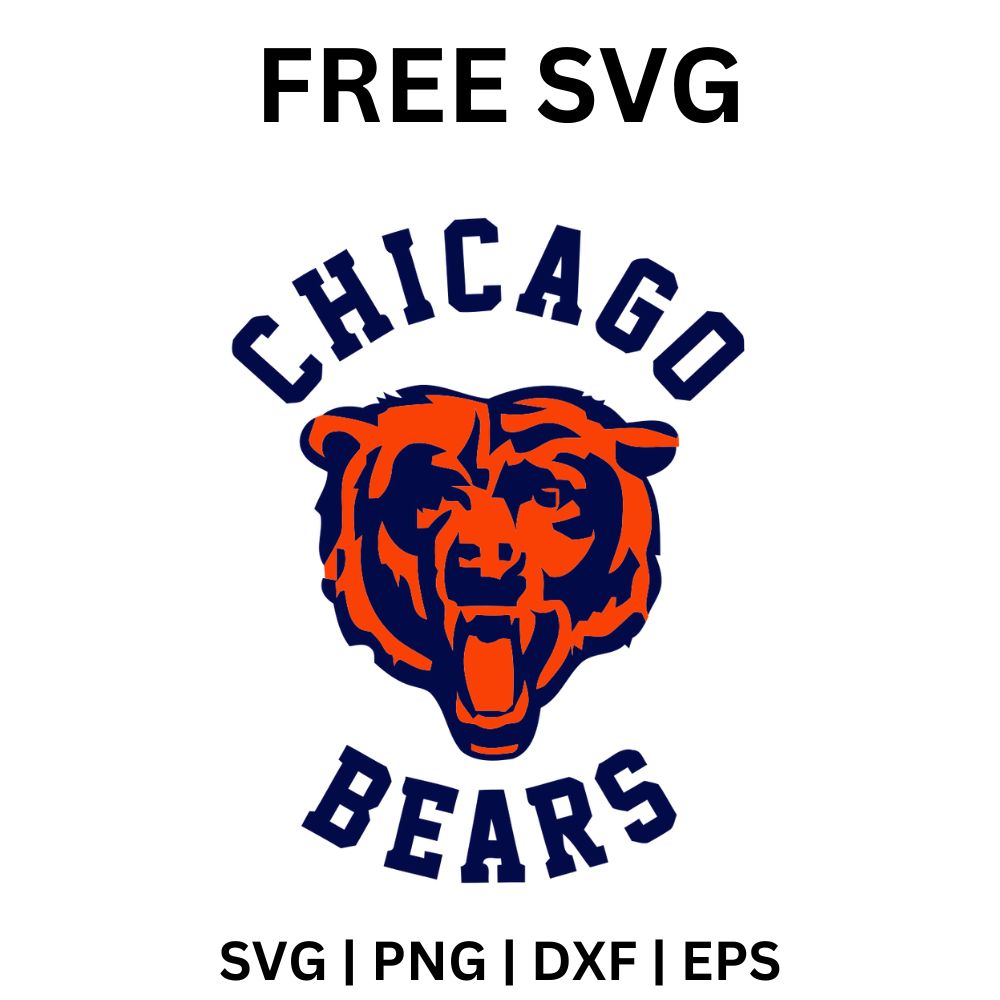 Chicago Bears Bold Head SVG Free | Strong Mascot with Team Text for Cr ...