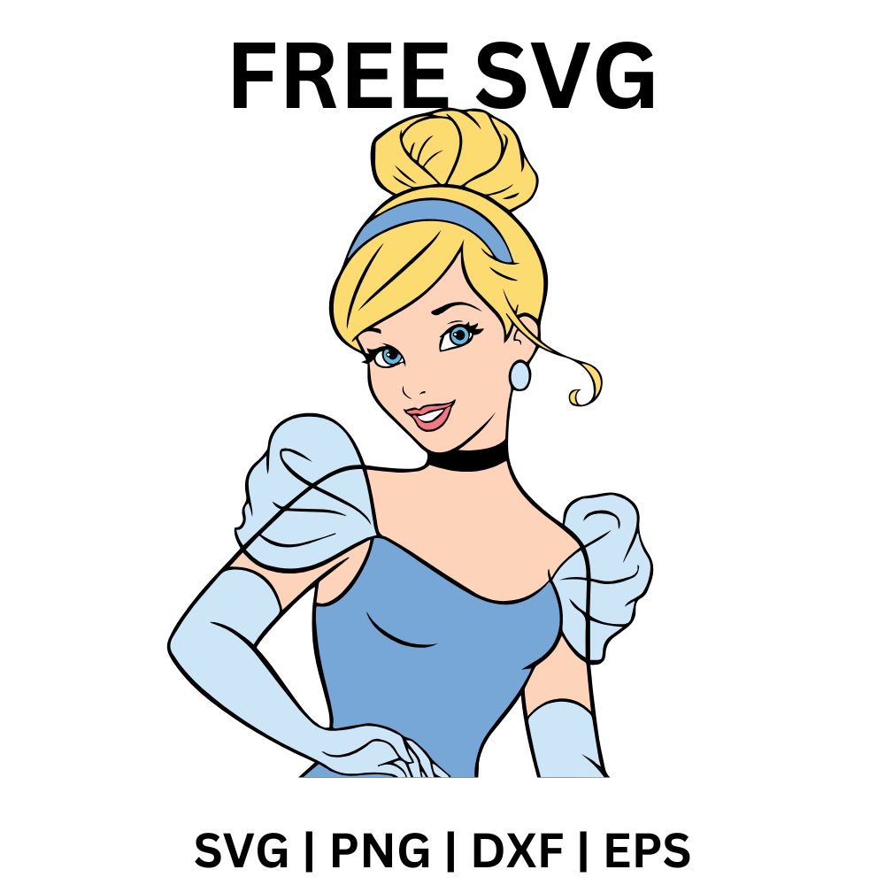 Cinderella Pose SVG Free | Princess in Blue Gown SVG for Cricut & Silh ...