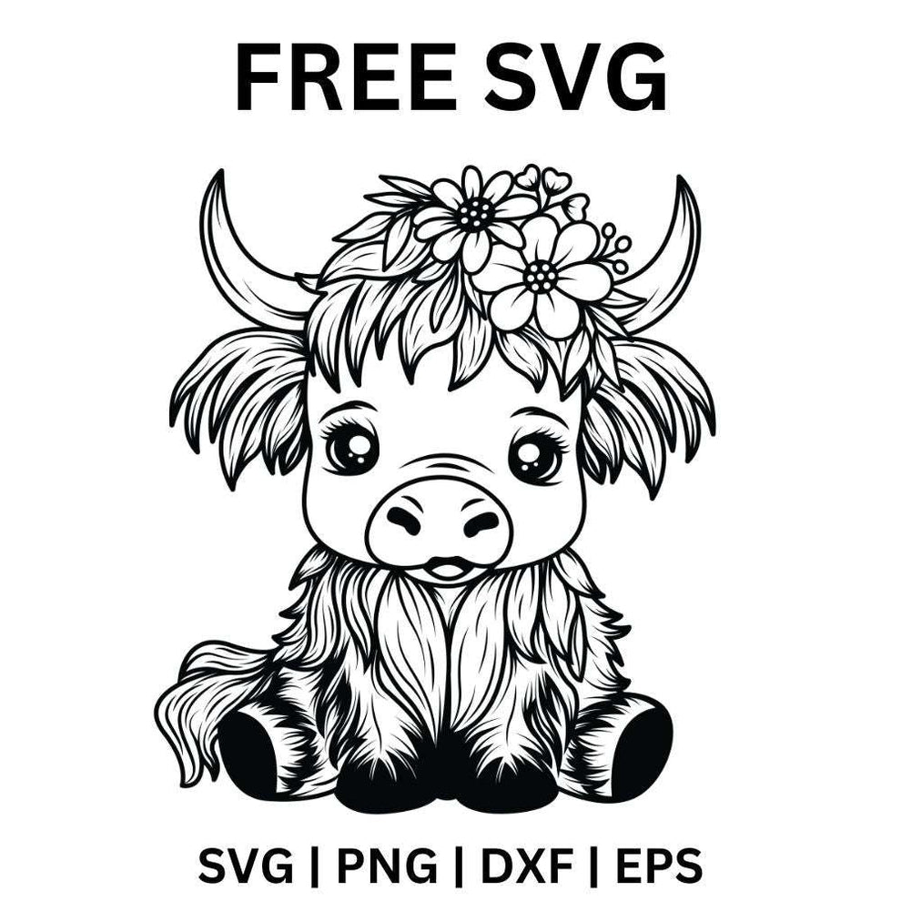 Cow with Daisy Crown SVG Free | Sweet Floral Cow Design for Cricut & S ...