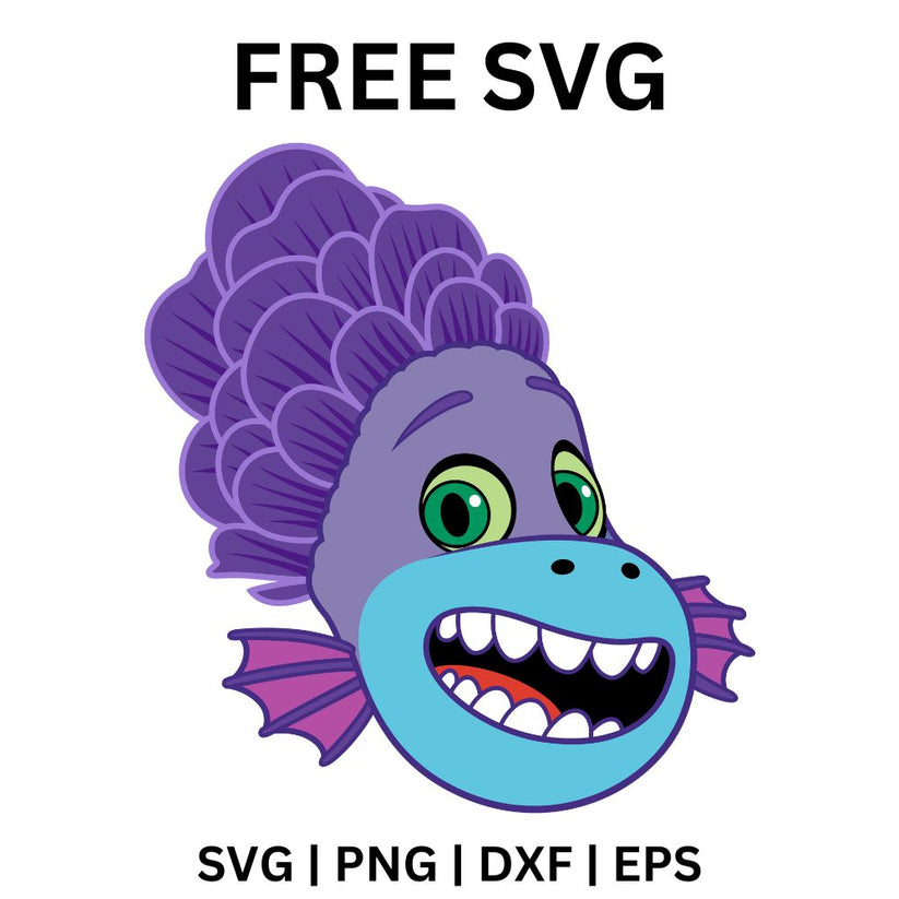 Luca Open Mouth Sea Monster SVG Free | Fun Smiling Face Clipart for Cr ...
