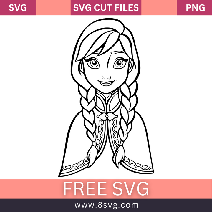 Free Anna Frozen SVG - Cut Files for Cricut | 8SVG – 8SVG