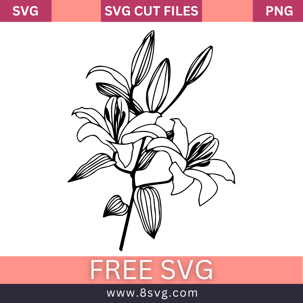 Lily Flowar Svg Free Cut File For Cricut – 8SVG