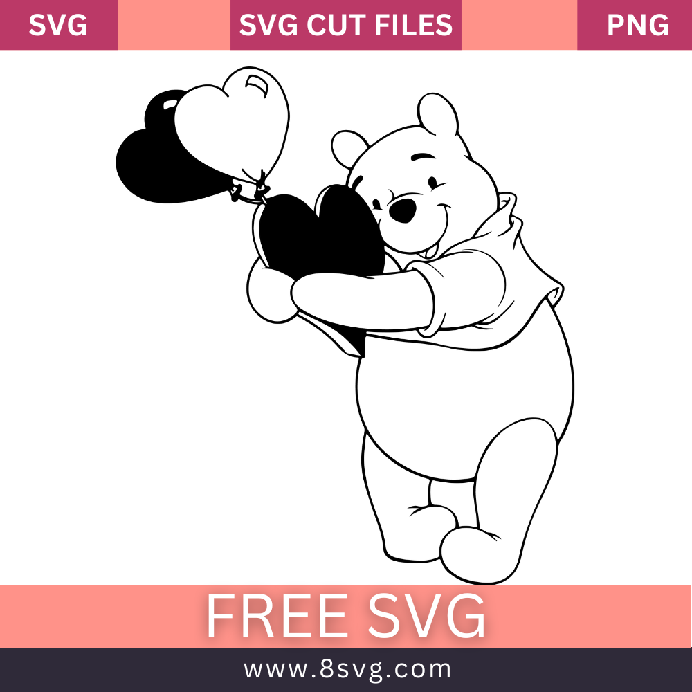 Winnie The Pooh Solid Heart SVG Free cut file Download – RNOSA LTD | 8SVG
