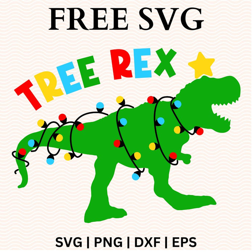 Tree Rex SVG Free | Dinosaur Christmas SVG Cut file – RNOSA LTD | 8SVG