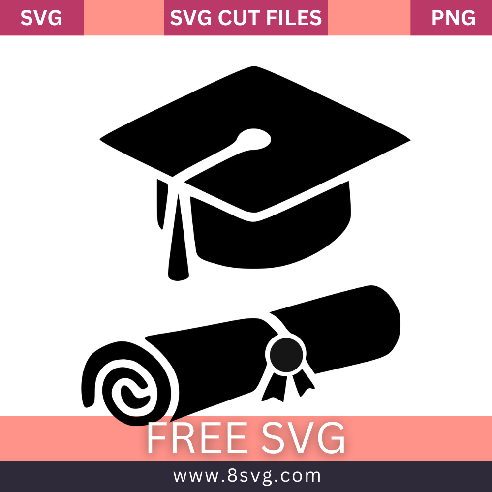 Graduation Cap Diploma SVG Free And Png Download – 8SVG