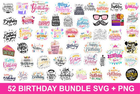 +120 Birthday SVG Bundle - Cake, Milestone Ages, and More – 8SVG