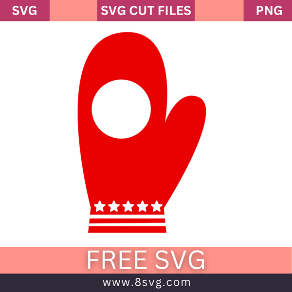 Red Mitten With A Snowflake Cuff monogram christmas SVG Free And Png D ...