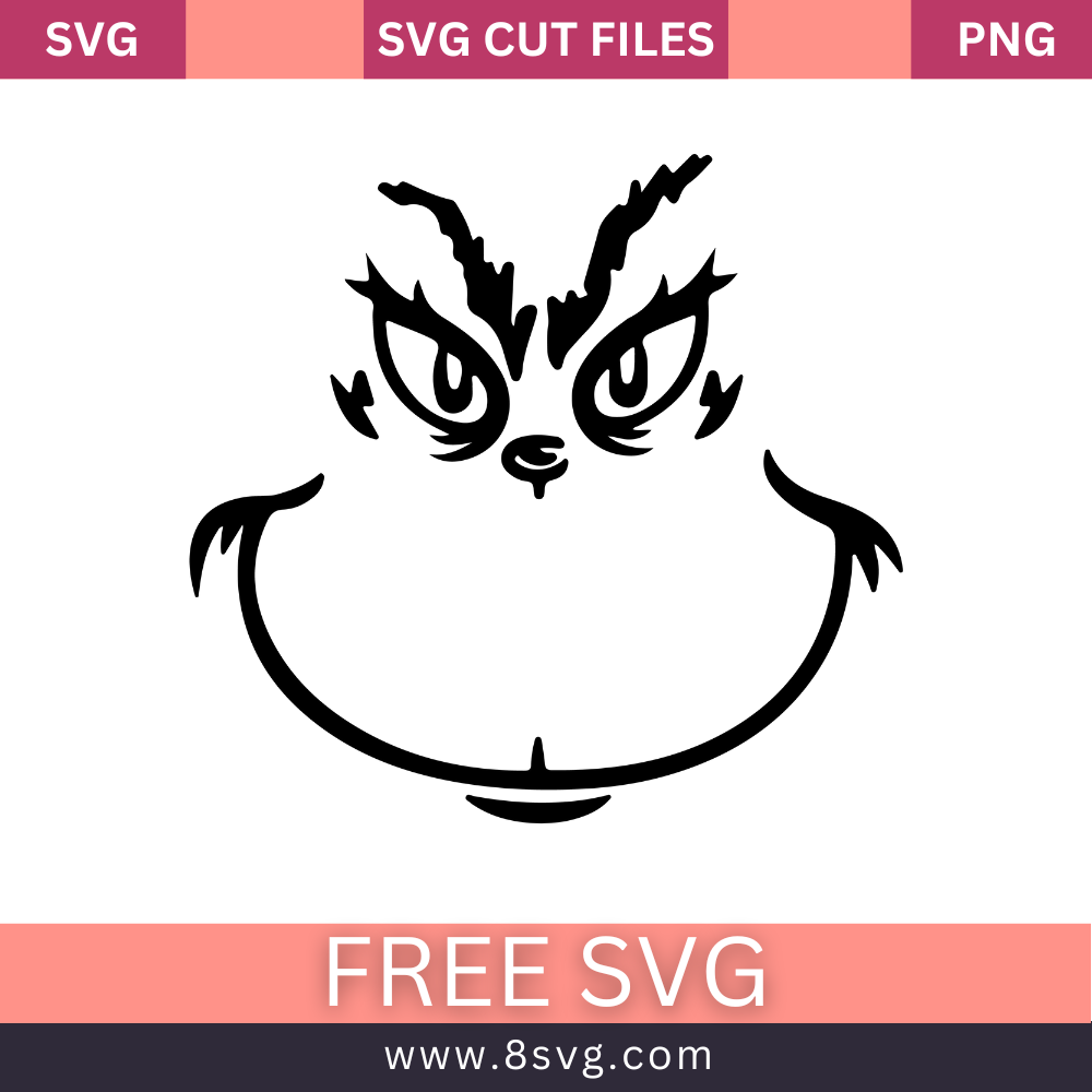 Grinch Face Svg Free Cut File For Cricut – 8SVG