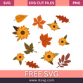 Autumn flowers and leaves Svg Free cut file – RNOSA LTD | 8SVG